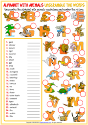 Alphabet ESL Vocabulary Worksheets